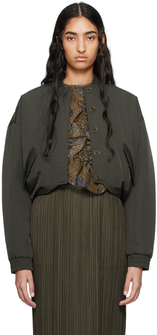 Cecilie Bahnsen Ubon Bomber Jacket In Grey Olive - 57% Off